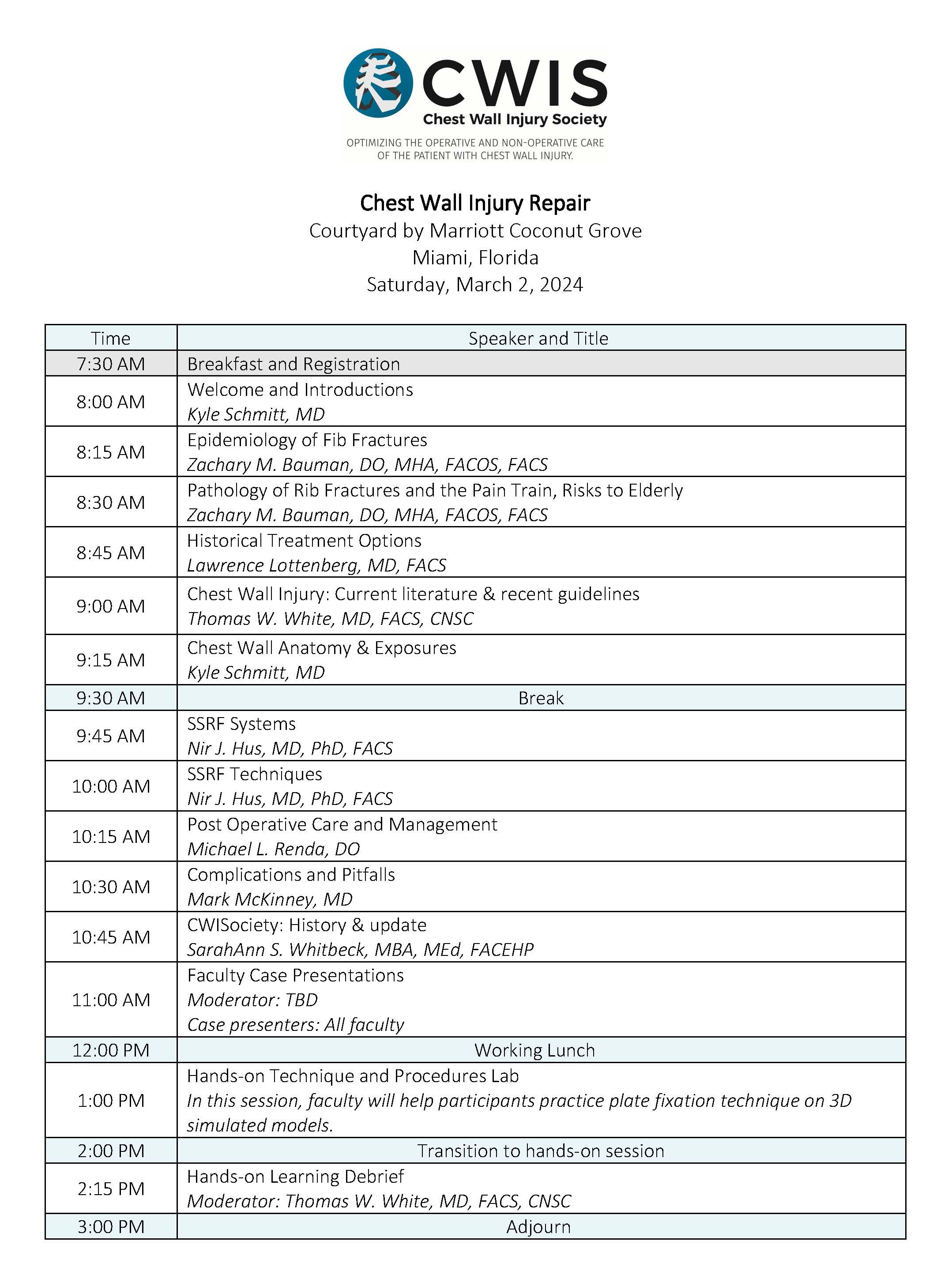 2024 CWIS SoFlo – Chest Wall Injury Society